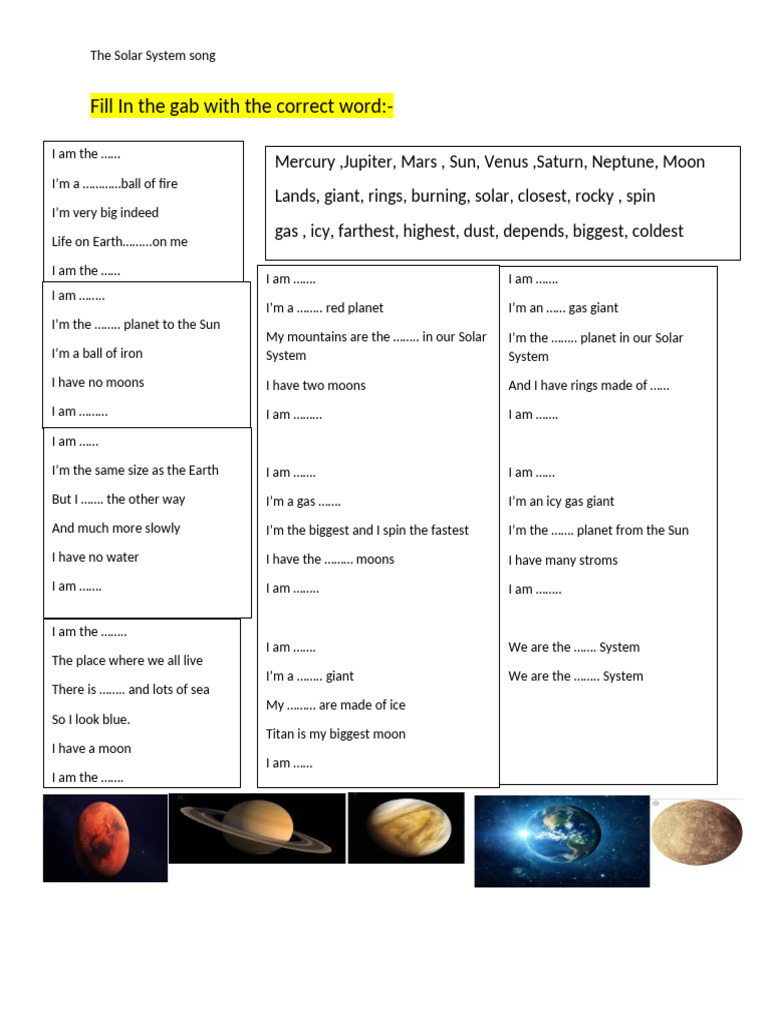 The Solar System Song | PDF