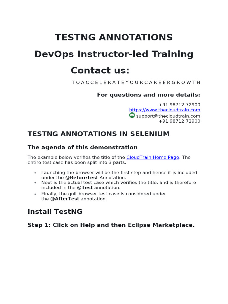 Testng Annotations Selenium | PDF | Software | Software Development
