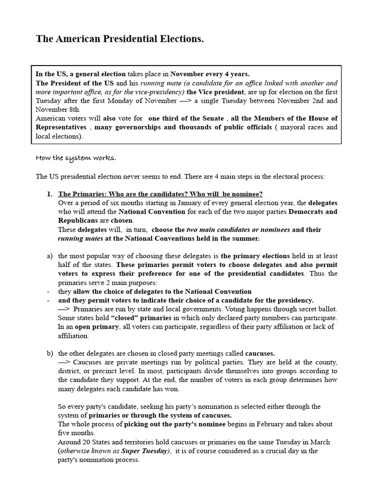 The American Presidential Elections | PDF | United States Presidential ...