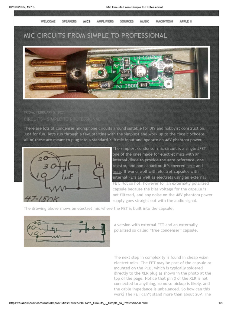 Mic Circuits From Simple To Professional | PDF | Microphone | Field ...