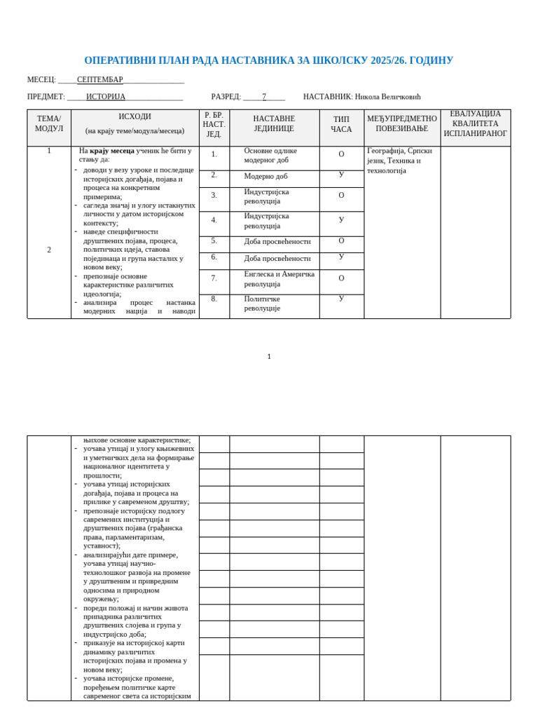 Klett-Istorija-7-Operativni Planovi | PDF