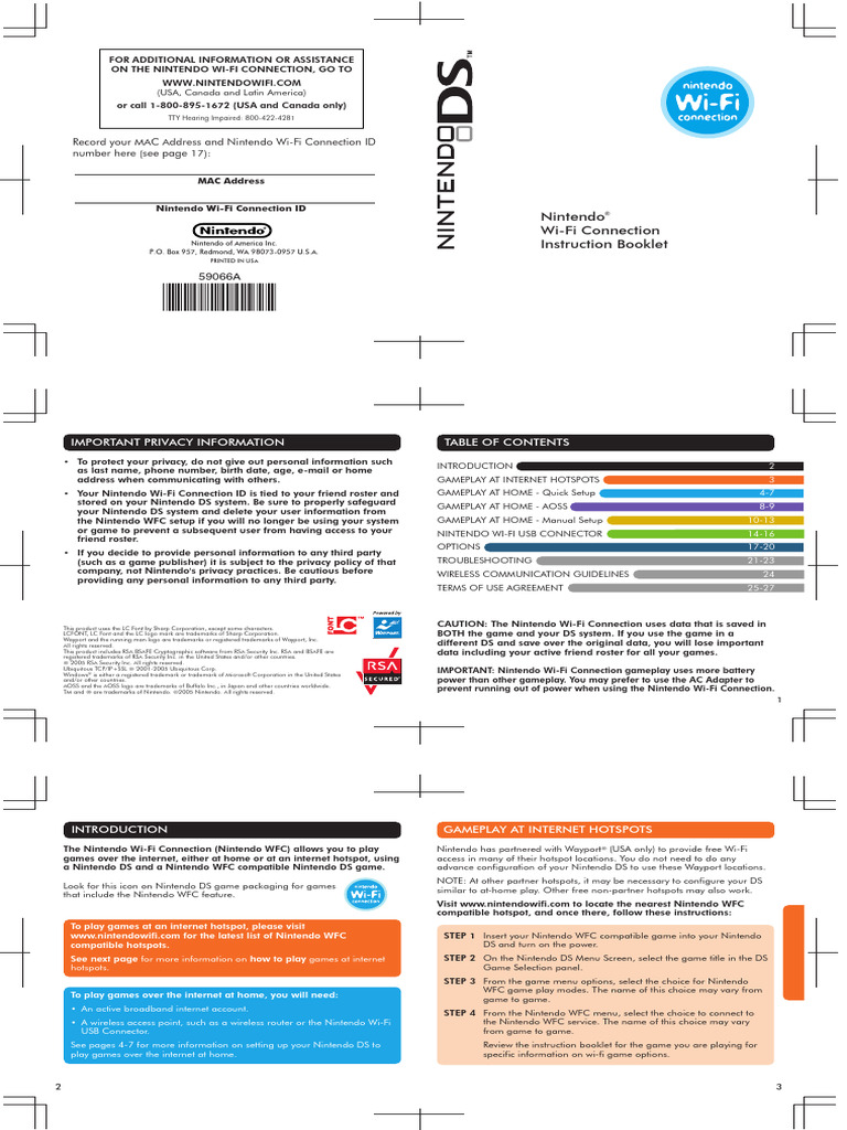 Nintendo Wi-Fi Connection Guide | PDF | Wi Fi | Wireless Access Point