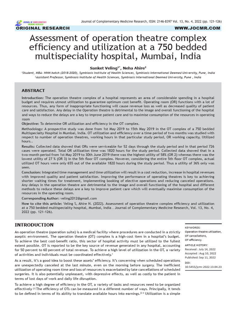 Optimizing Theatre Turnaround Efficiency | PDF | Hospital | Operating ...