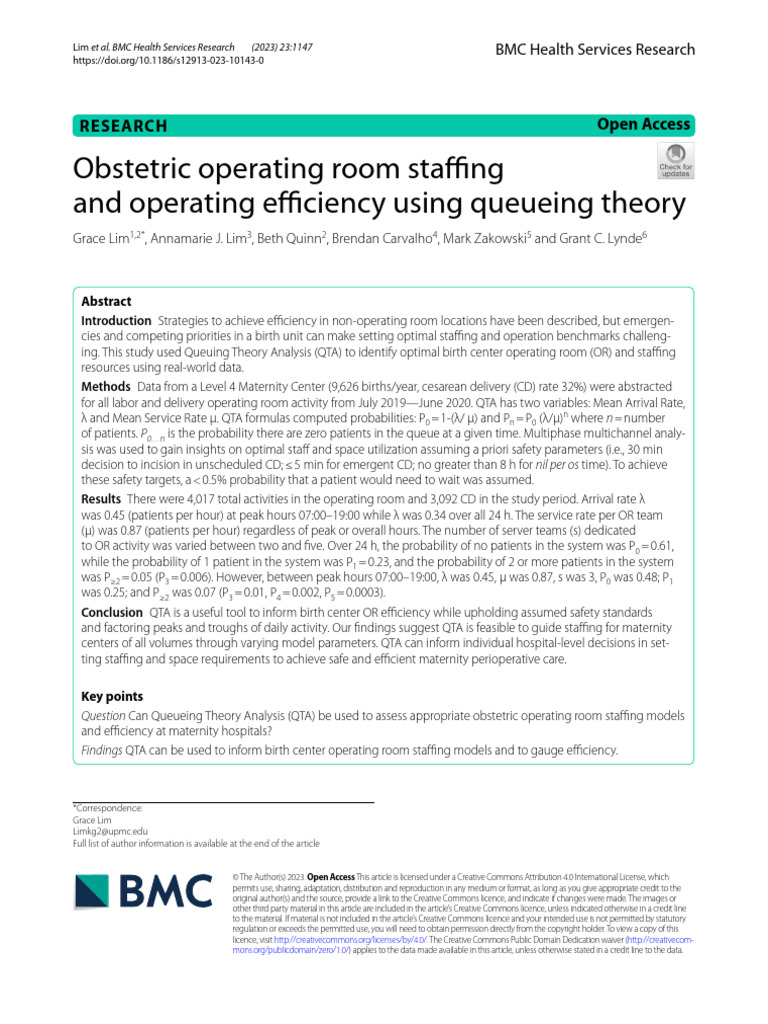 Optimizing Obstetric OR Staffing Efficiency | PDF | Applied Mathematics ...