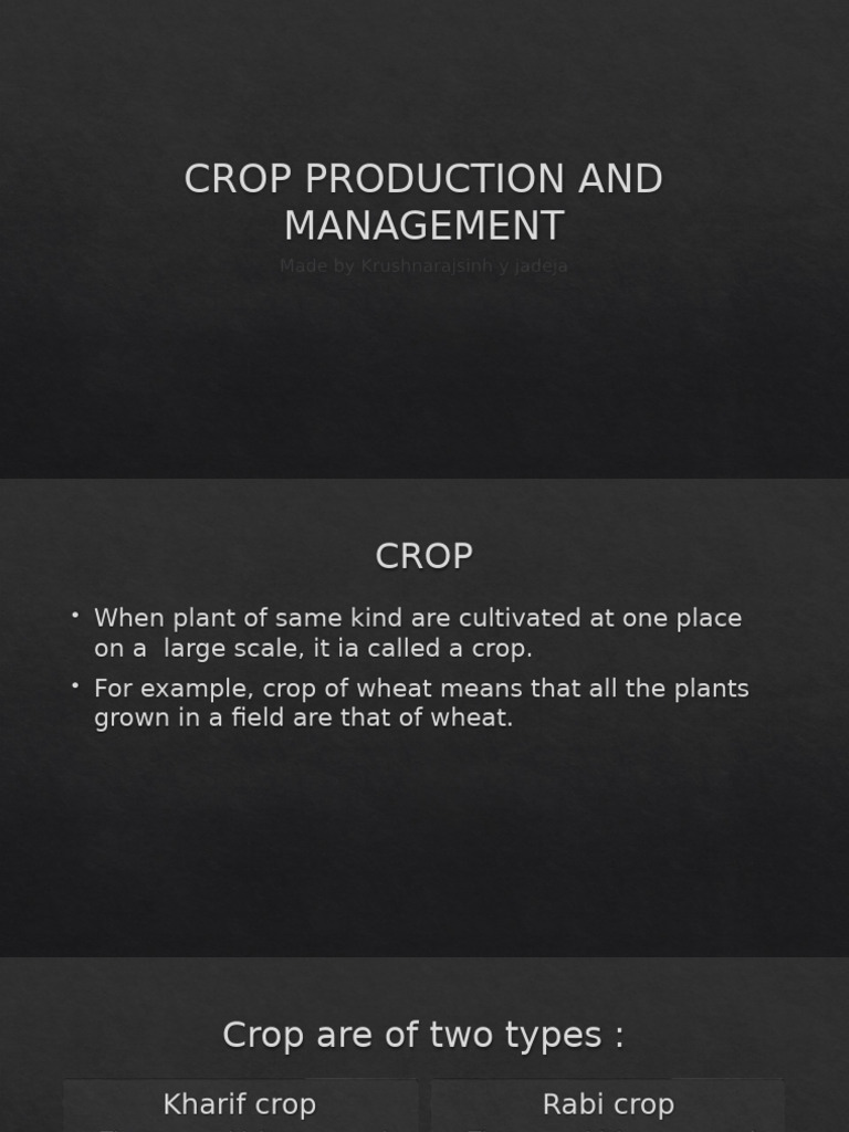 Crop Production and Management | PDF