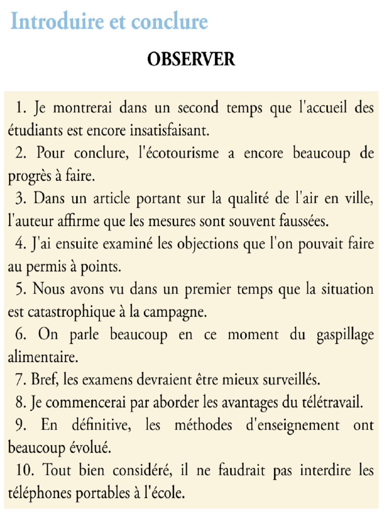 Introduire Et Conclure - Exercices | PDF