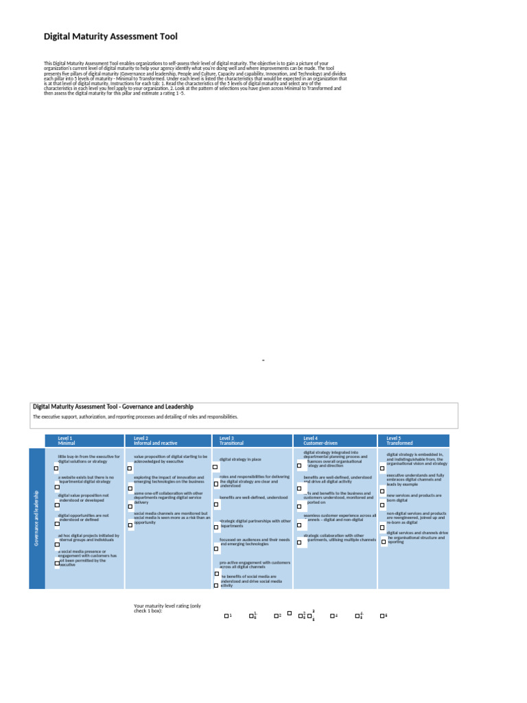 Digital Maturity Assessment Tool Guide | PDF | Business