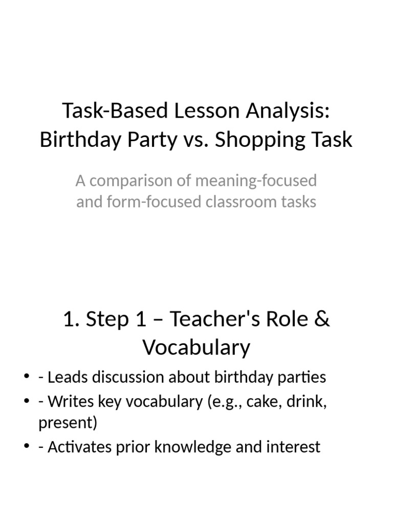 Task Comparison Lesson Analysis | PDF