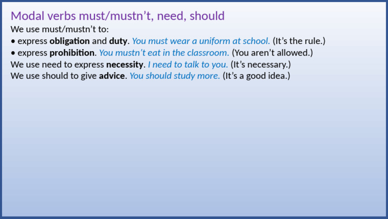 Understanding Modal Verbs: Must & Mustn't | PDF
