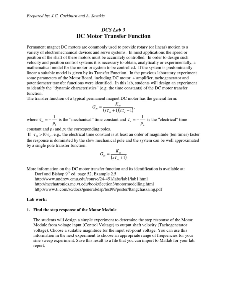 Lab3 r1 | Download Free PDF | Electric Motor | Experiment