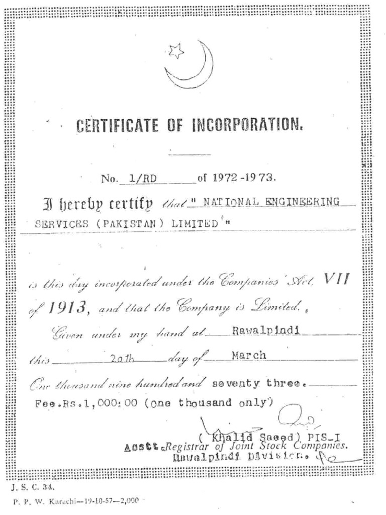 Certificate of Incorporation | PDF