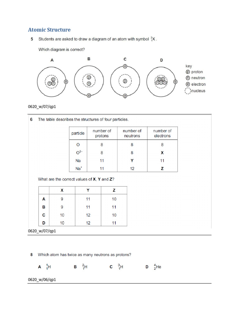 IGCSE Paper 1 Atomic Structure and Chemical Bonding Complete | PDF ...