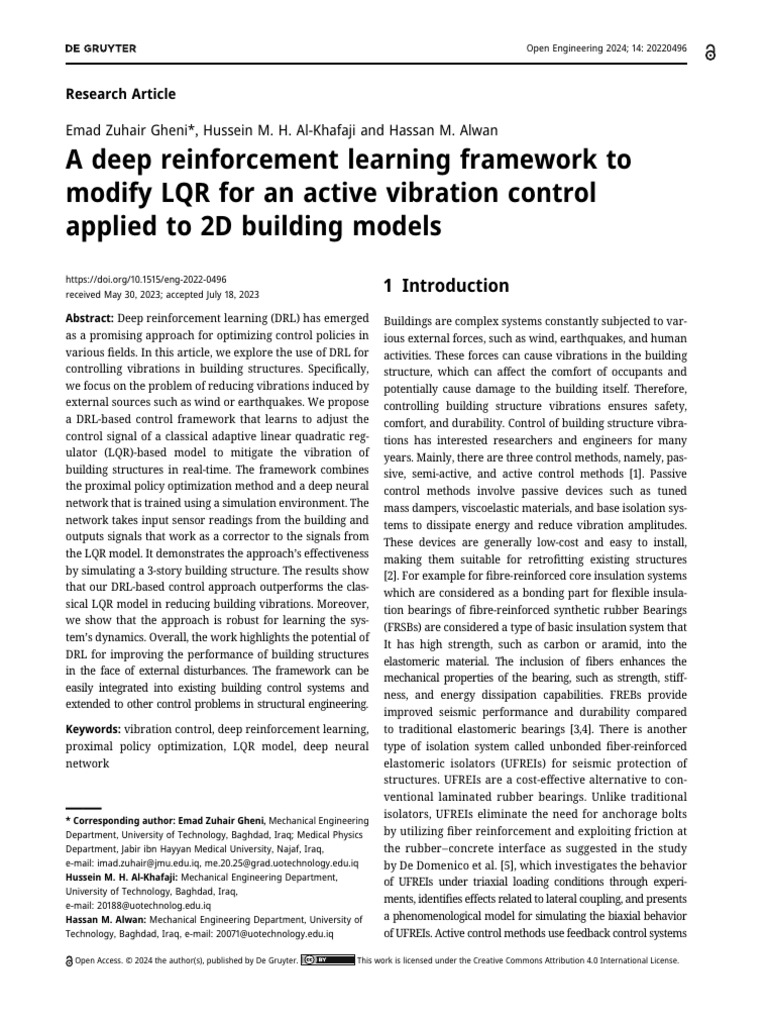 DRL Framework for Building Vibration Control | PDF | Applied Mathematics