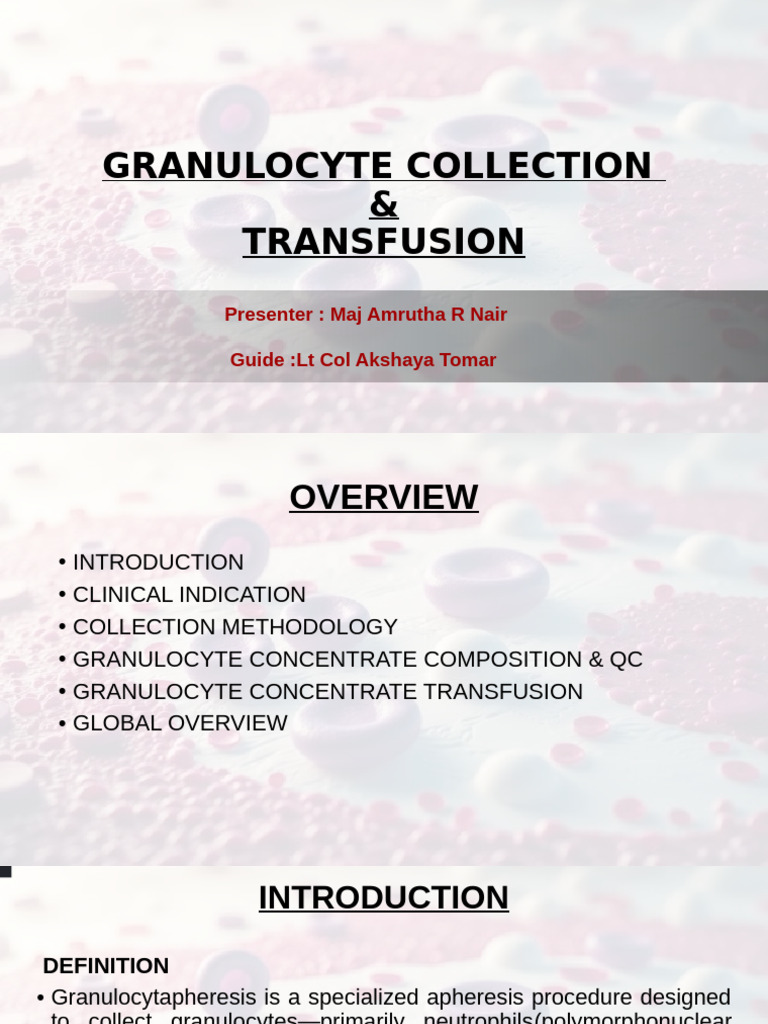 Granulocyte Collection and Transfusion Guide | PDF | Granulocyte | Cells