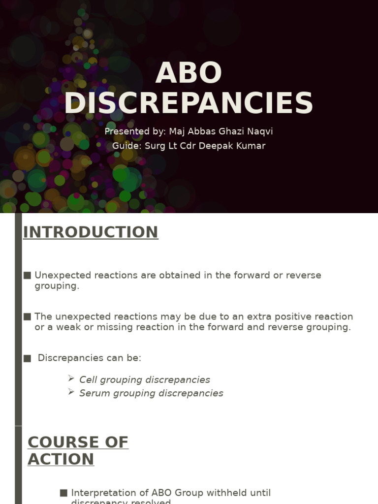 ABO Discrepancies Abbas | PDF | Medical Specialties | Serology