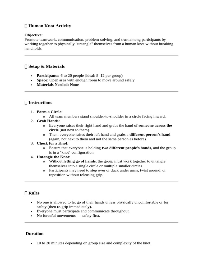 Team-Building Activities Guide | PDF | Nonverbal Communication ...