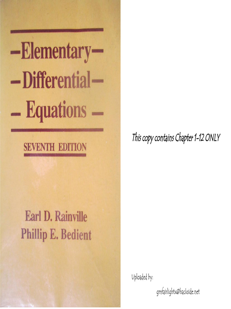 Differential Equations 7th Ed.-Rainville, Bedient | PDF