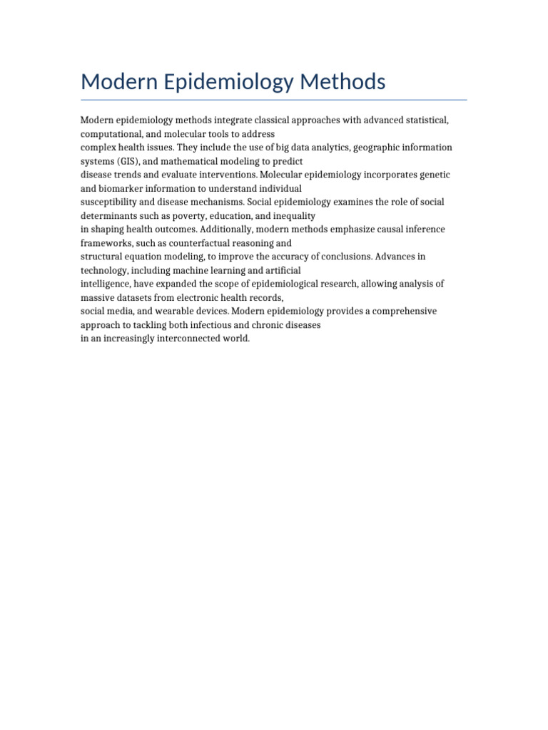 Modern Epidemiology Methods Overview | PDF