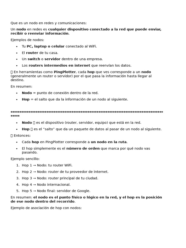 Definición de nodo en redes y comunicaciones | PDF | Dirección IP ...