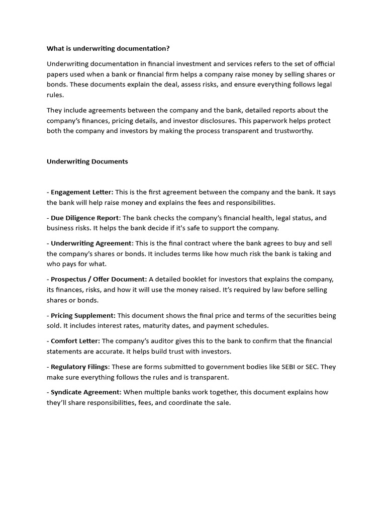Understanding Underwriting Documents | PDF