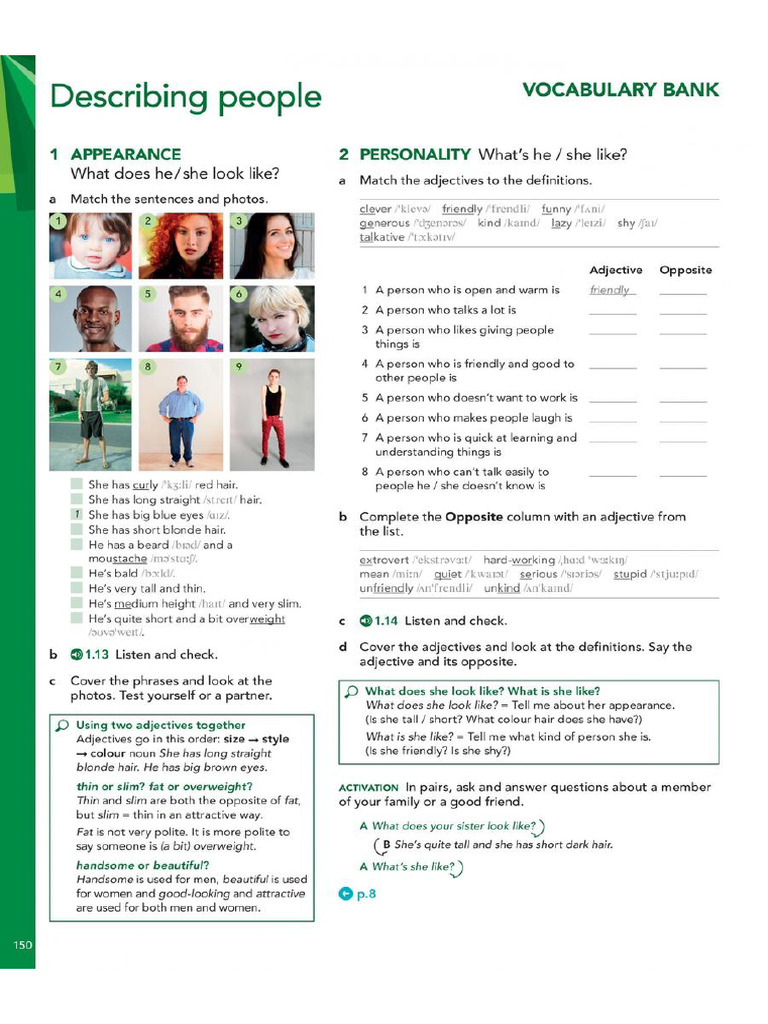 Vocabulary Appearance Clothes | PDF