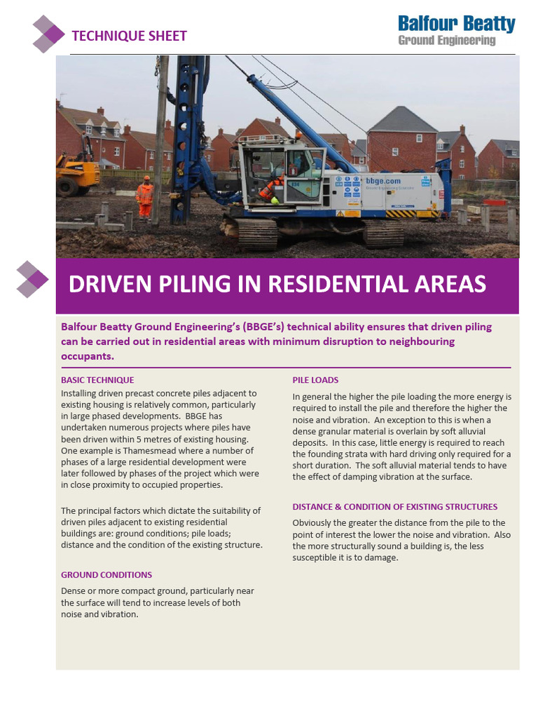 Driven Piling Techniques for Homes | PDF