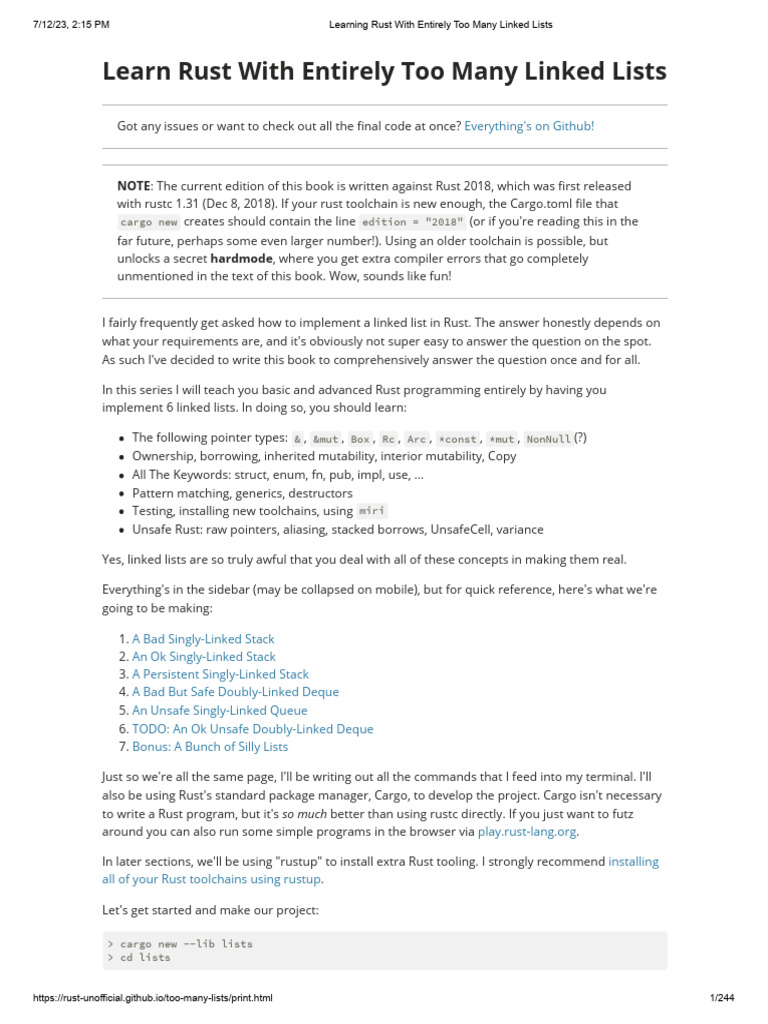 4 - Learn Rust With Entirely Too Many Linked Lists | PDF | Pointer (Computer Programming ...