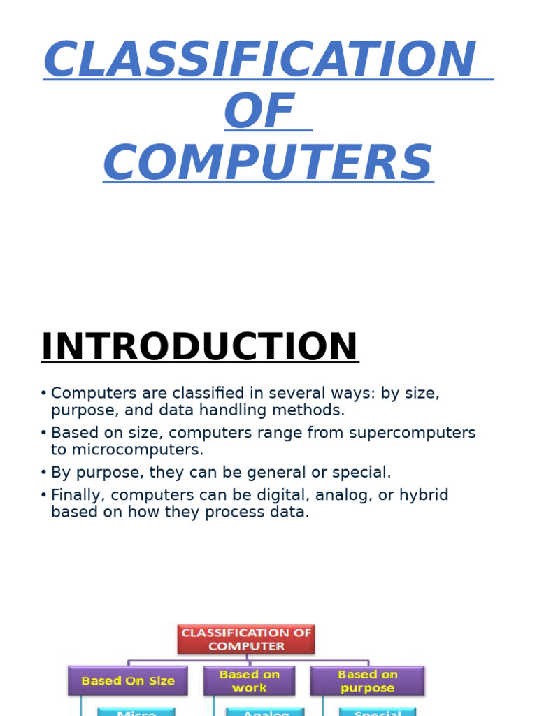 Classification of Computers | PDF | Mainframe Computer | Microcomputers