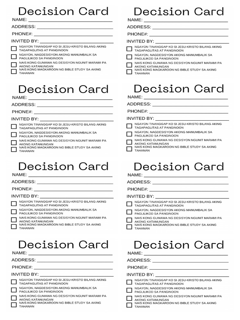 Decision Card Print | PDF