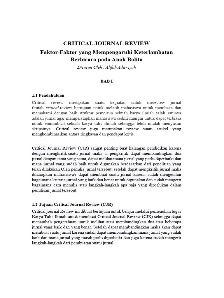 Critical Journal Review Alifah Xi B | PDF