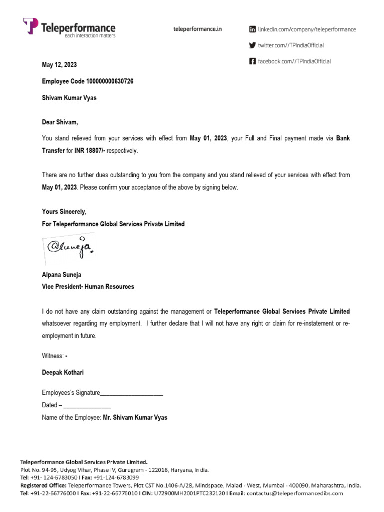 No Dues Letter | PDF