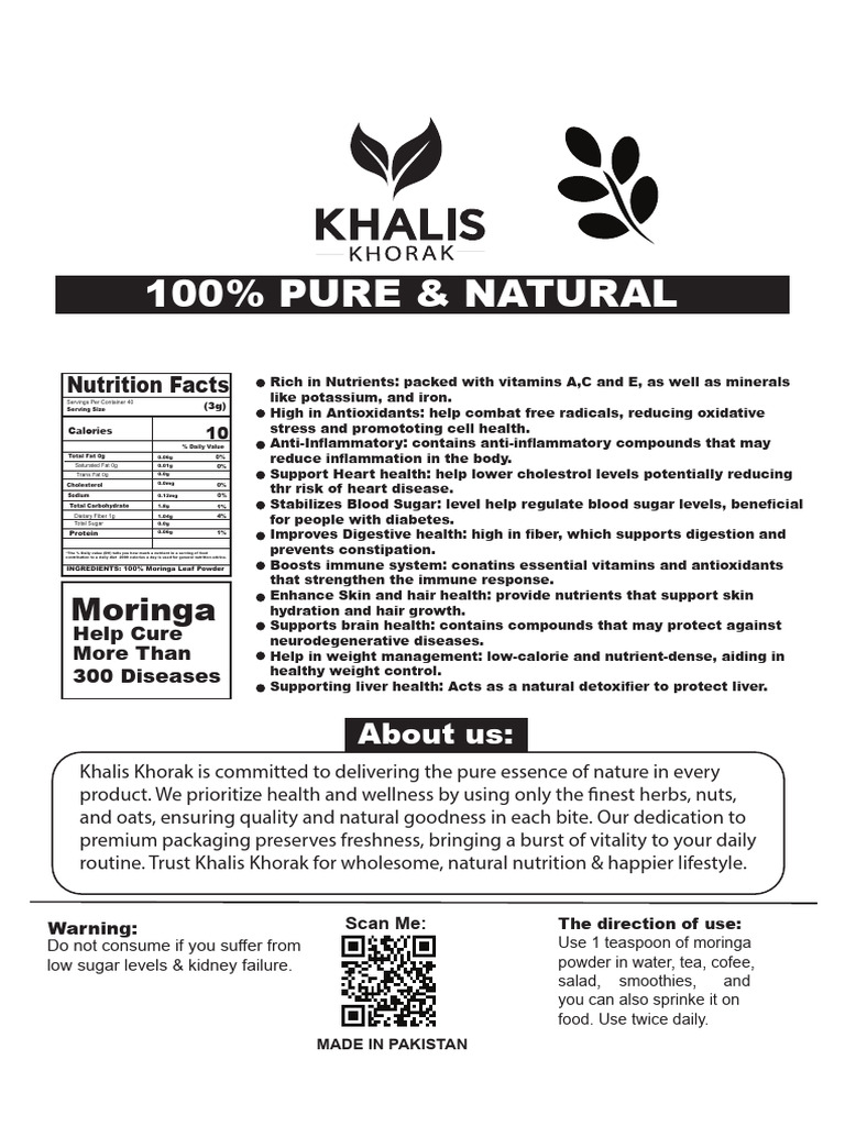 Moringa Sample Package Design | PDF | Nutrients | Fat