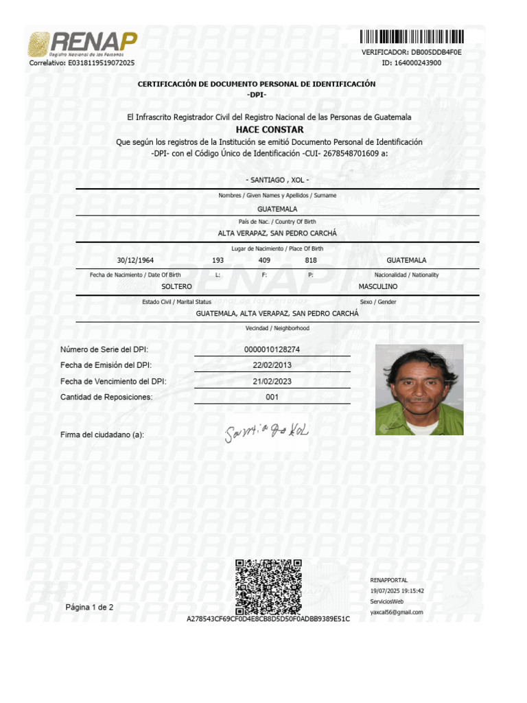 Certificado Dpi | PDF | Autenticación