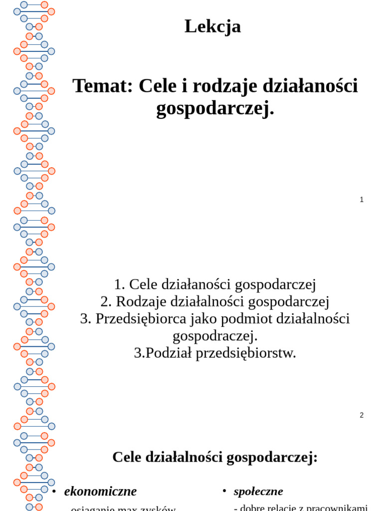 Cele I Rodzaje Działaności Gospodarczej | PDF
