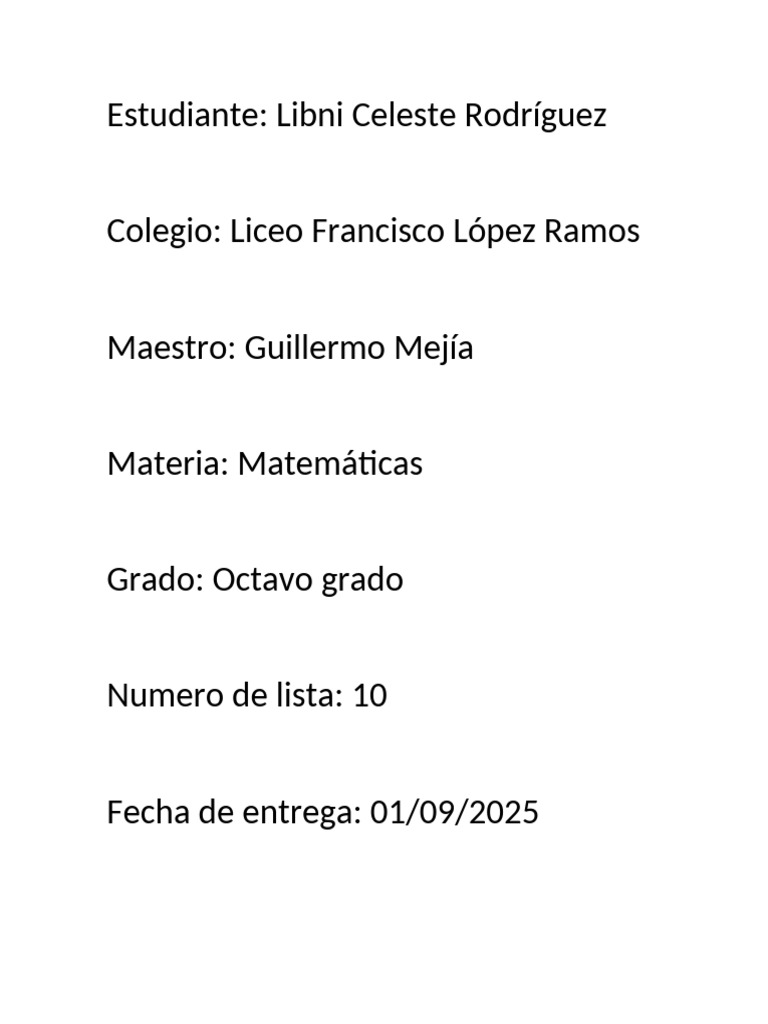 Informe de Matemáticas de Libni Rodríguez | PDF