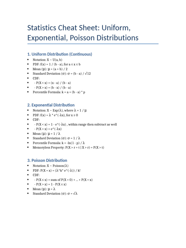 Chapter5 Stats CheatSheet | PDF