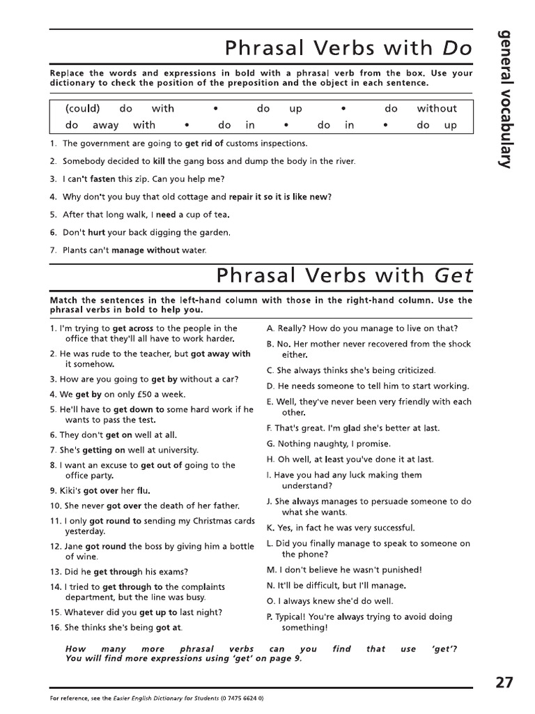 Big Phrasal Verbs Revision Fce | PDF