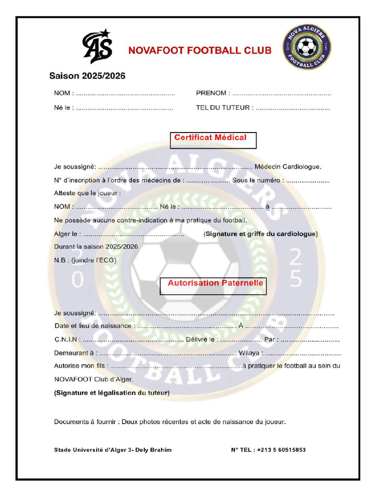Formulaire D'autorisation Parentale PDF | PDF