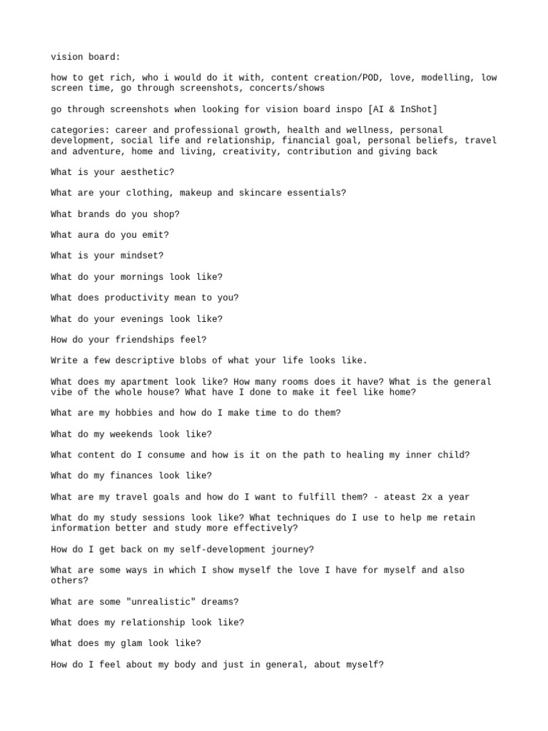 Vision Board Journal Prompts Guide | PDF