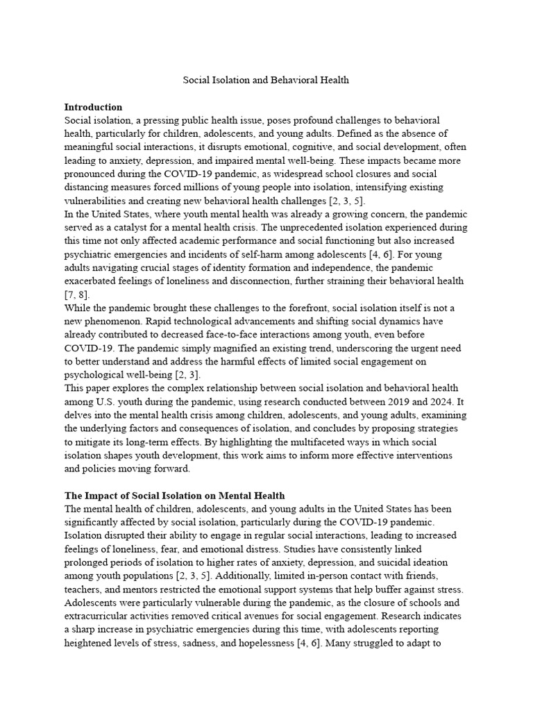 Social Isolation and Behavioral Health-1 | PDF | Mental Health ...