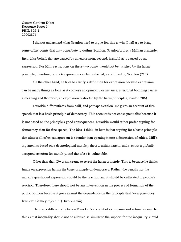 Analyzing Dworkin and Scanlon on Expression | PDF