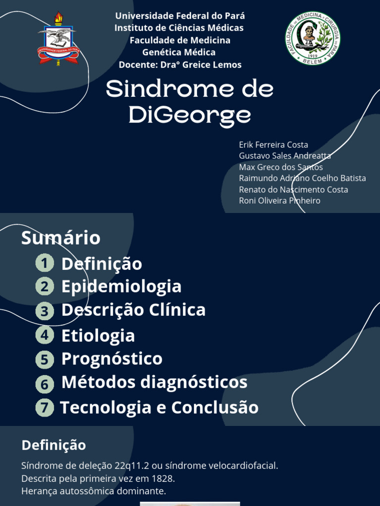 Síndrome de DiGeorge: Aspectos Clínicos e Diagnósticos | PDF ...