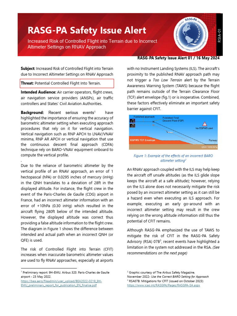 RSIA01 Altimeter Setting CASO QNH | PDF | Aviation Accidents And ...