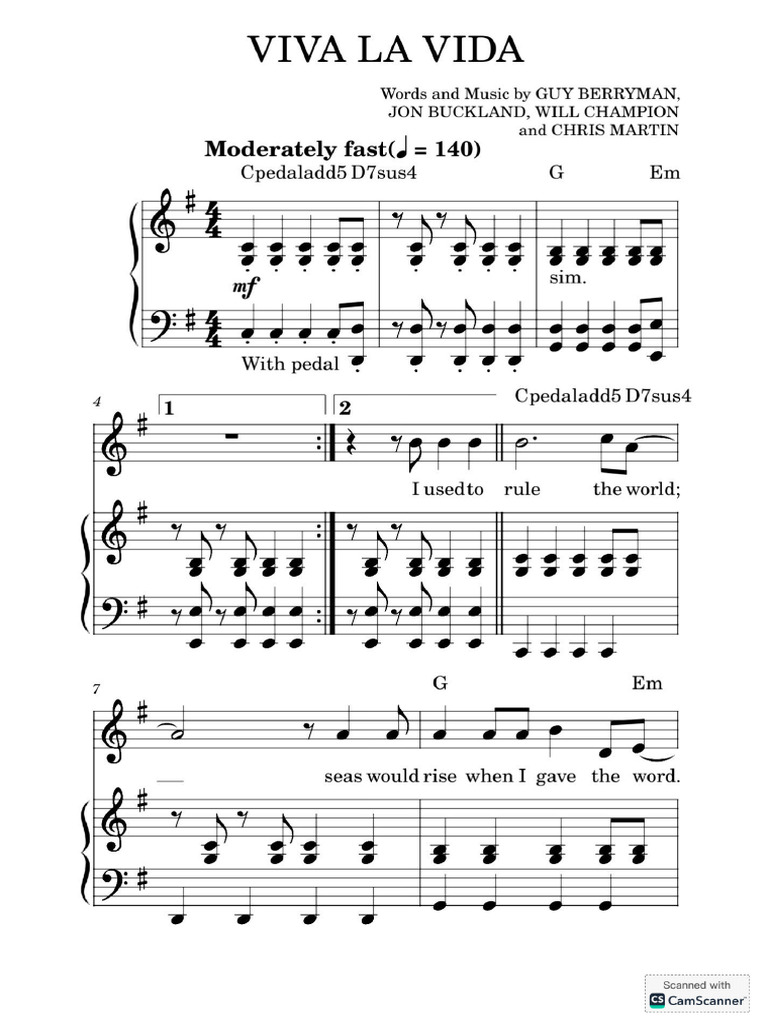 Viva La Vida Score | PDF