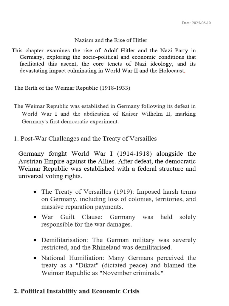 Hitler's Rise and Nazi Ideology Explained | PDF | Weimar Republic ...