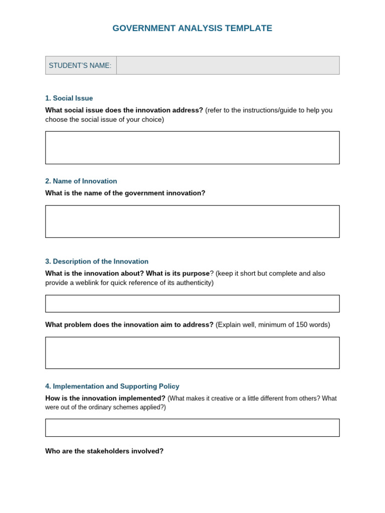 Government Innovation Analysis Template | PDF