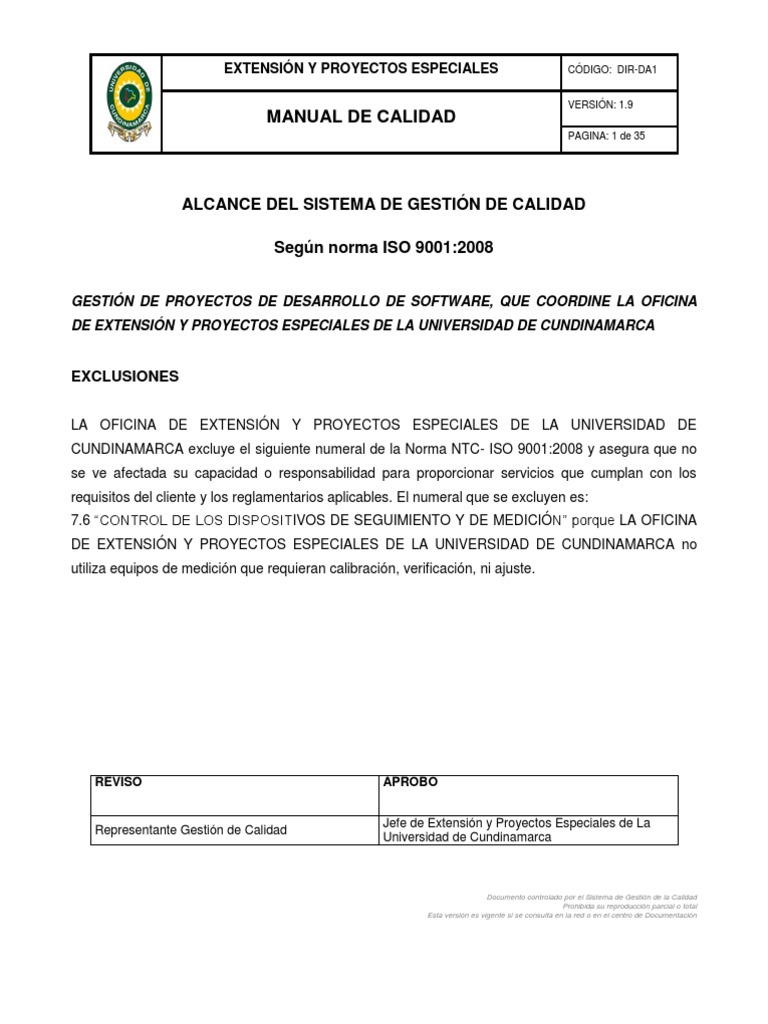 Manual de Calidad Ejemplo