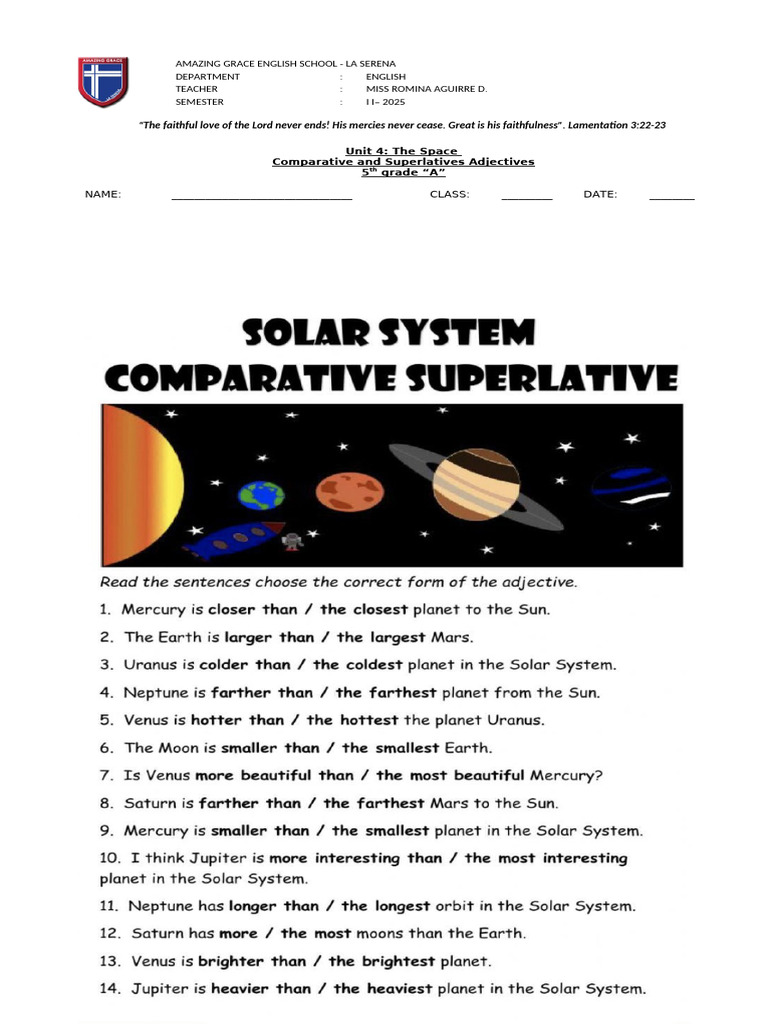 Superlatives and Comparatives Adjectives 5th Grade | PDF