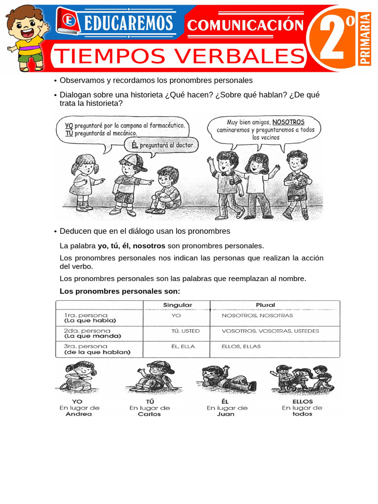 Tiempos Verbales para Segundo Grado | PDF | Verbo | Lingüística