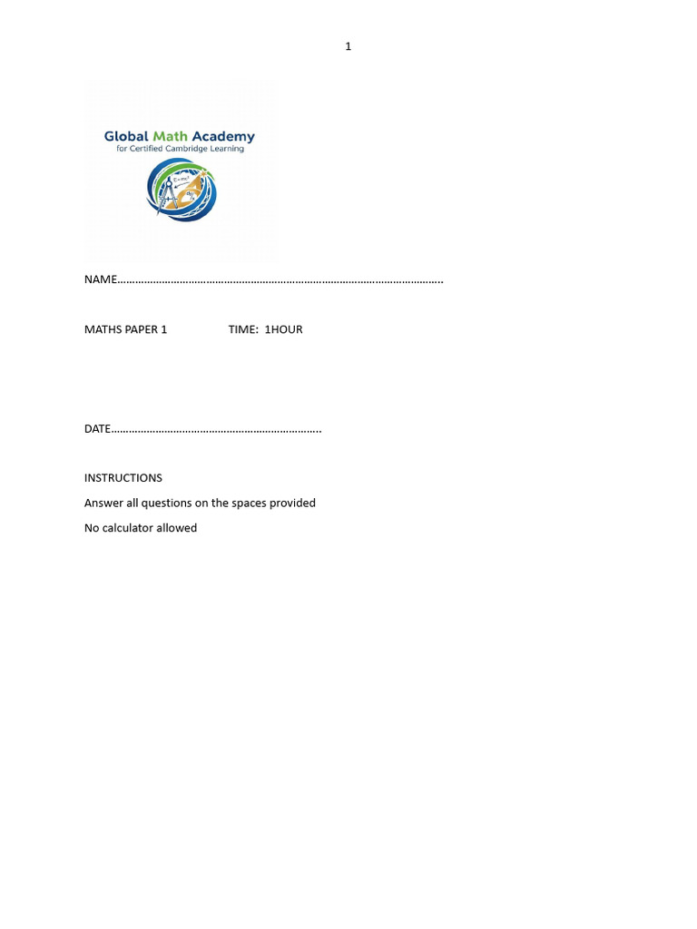 Global Maths PP 1 | PDF
